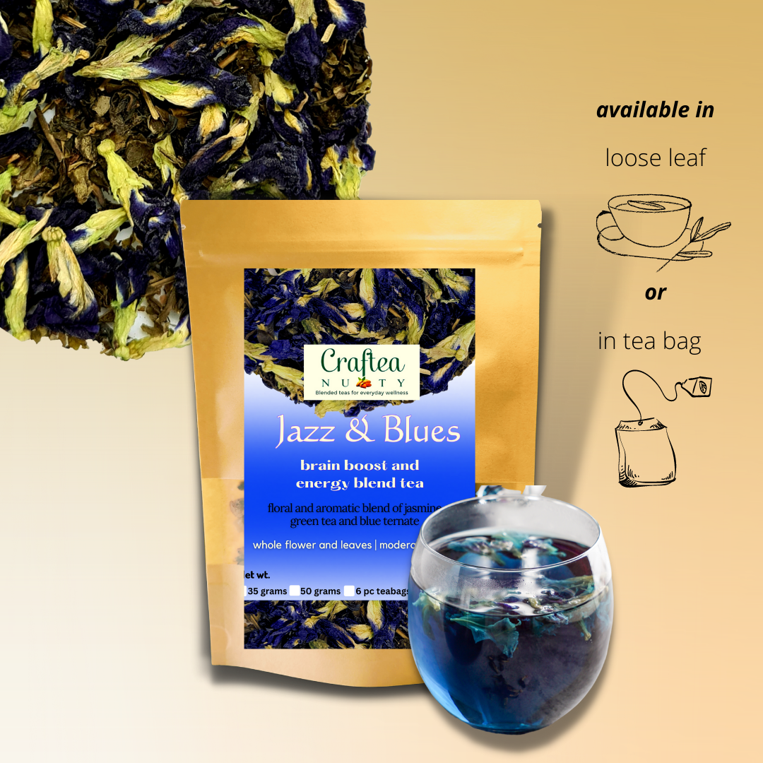 Jazz and Blues Butterfly Pea Jasmine Loose Leaf Tea Clitoria Ternatea – Craftea Nutty
