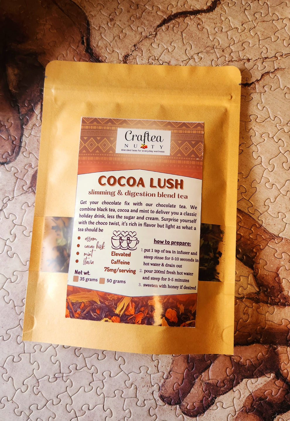 tea blend Cocoa Lush Black Tea with cocoa Nibs and Mint – Craftea Nutty