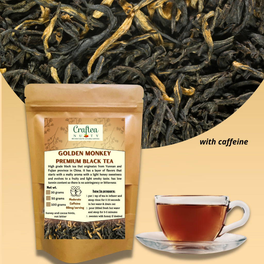 Craftea NUTTY Black Tea Golden Monkey Malty Cocoa Taste with Sweet Hin ...